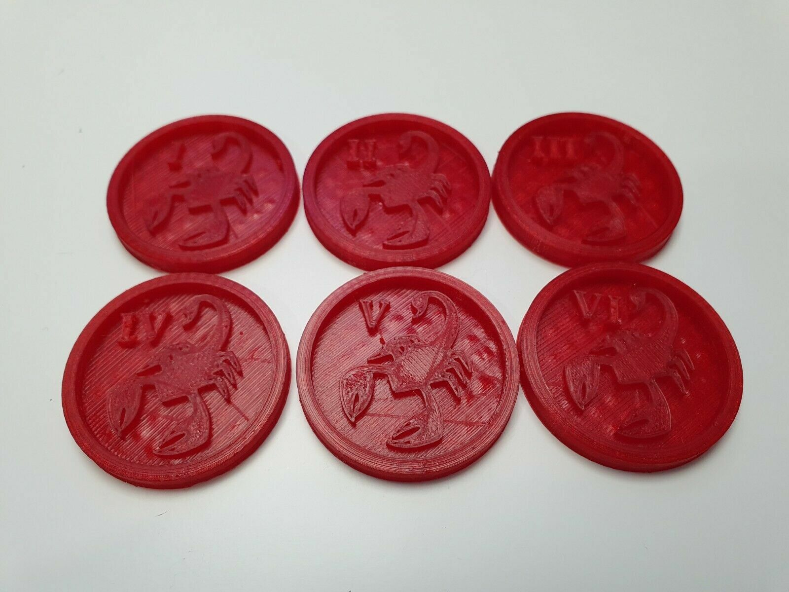 Warhammer 40k - Red Scorpions - 3D Objective Tokens 1 to 6 Translucent ...