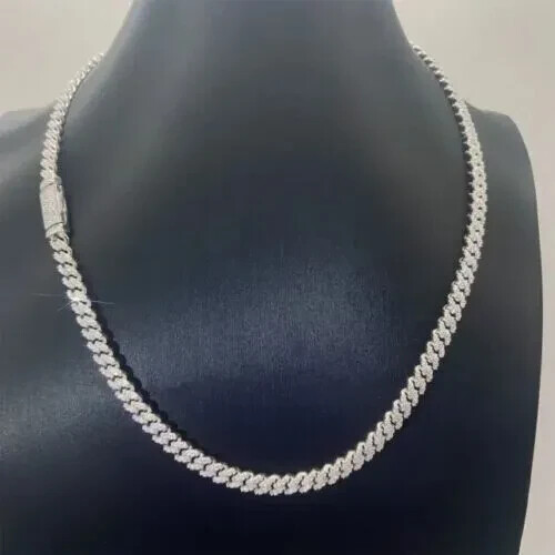 Lab Created Diamond 9mm Chain 10Ct Cuban Link Chain Mens 14k White Gold ...