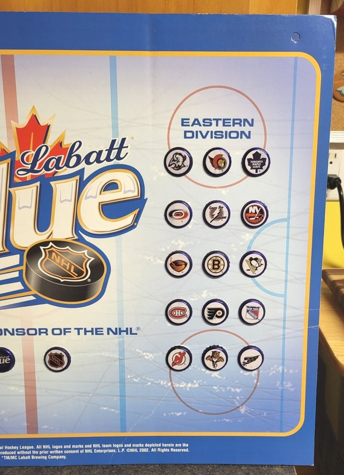 Rare 2002 Labatt's NHL Bottle Caps Retail Store Display , Has A ...