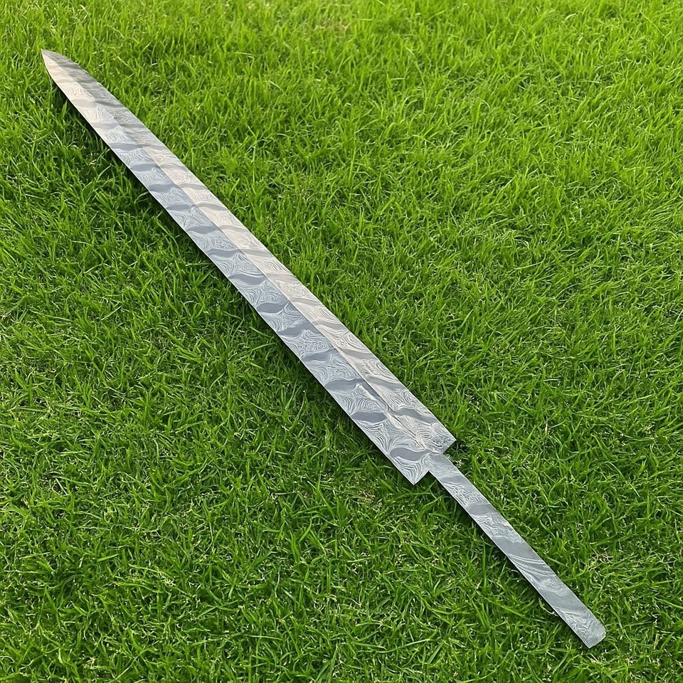 Custom Handmade Damascus Steel Blank Blade Sword Survival Sword Hunting ...
