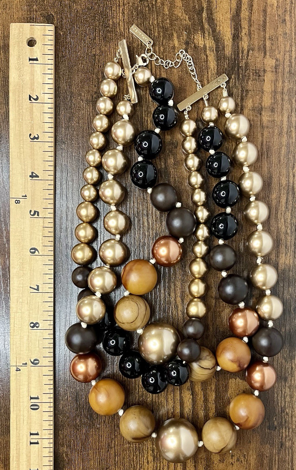 Vintage Rara Avis by Iris Apfel Marquise Wood Bead 3 Strand Chunky ...