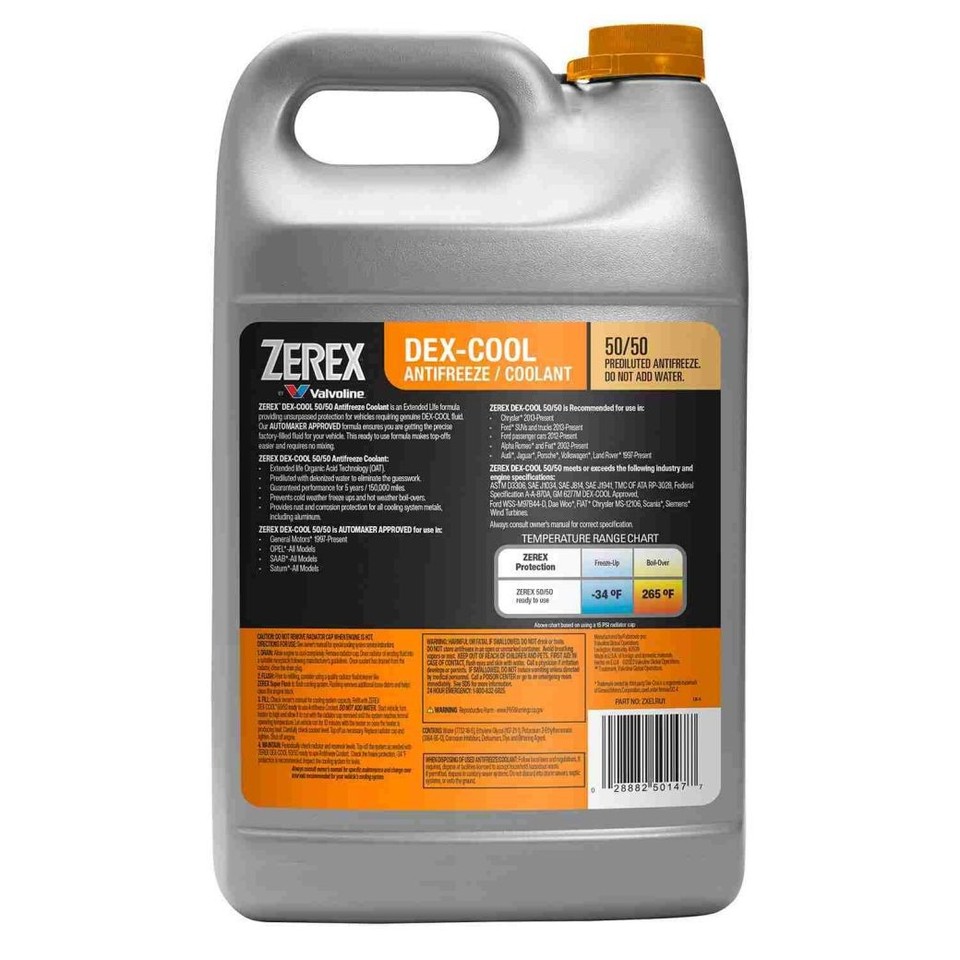 2 GALLON ValVoline DEX-COOL ORANGE 50/50 Coolant Antifreeze For BUICK ...