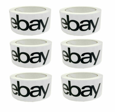 6 Rolls eBay Branded Shipping Tape With BLACK Logo - 2" x 75 Yards New ...