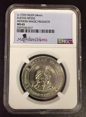 1935 MT-252 NI/AN 34mm Modern Magic Products Magician Tokens NGC Cert ...