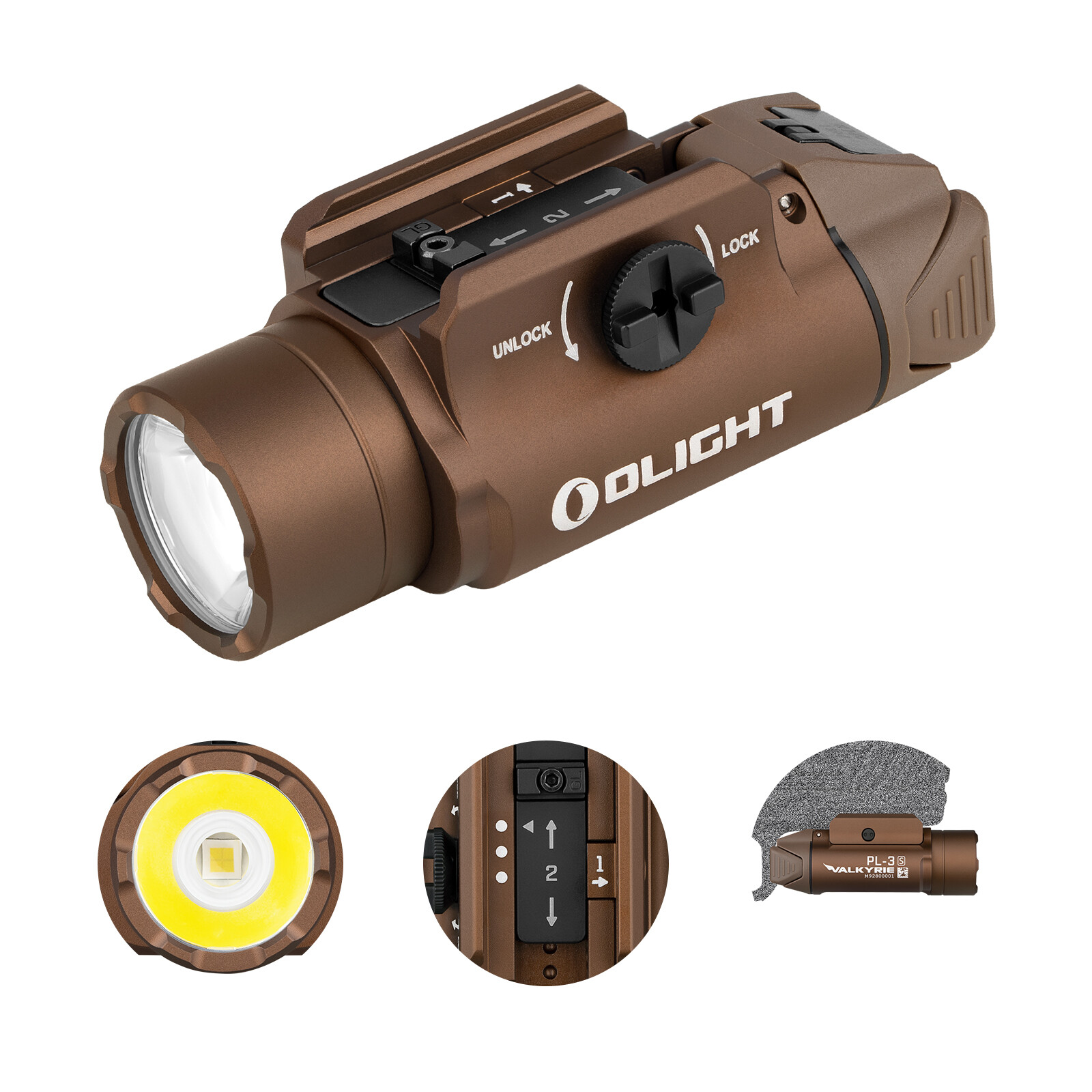 Olight PL-3S Valkyrie Mount Light Pistol Light Tactical Flashlight 1000 ...