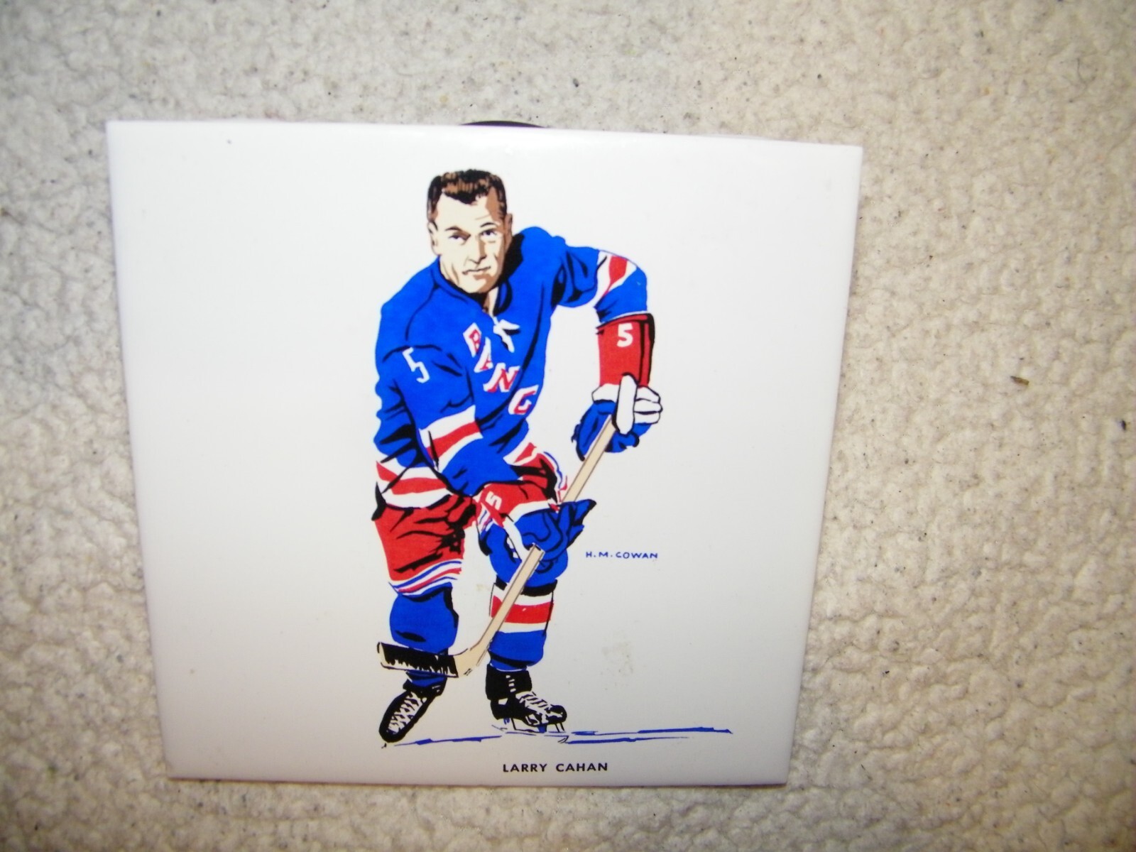 NEW LARRY CAHAN NY RANGERS1962 HM COWAN SCREENART NHL HOCKEY CERAMIC ...