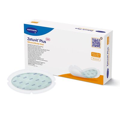 Zetuvit + Silicone Border Oval SAP Dressing adhesive 4.7" x 9" BX of 10 ...