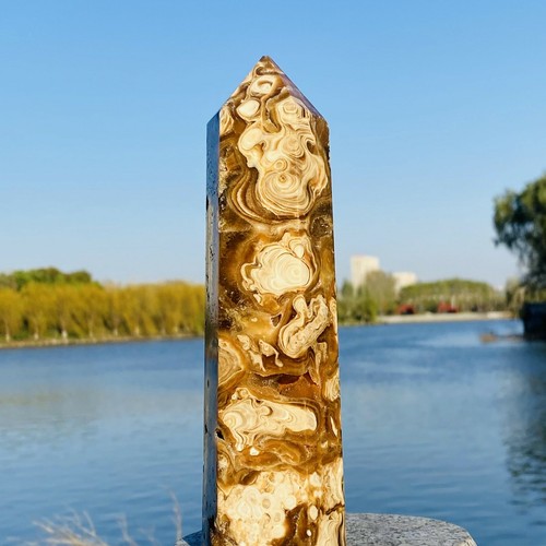 2.16LB Natural Plum Blossom Jade quartz crystal column healing stone | eBay