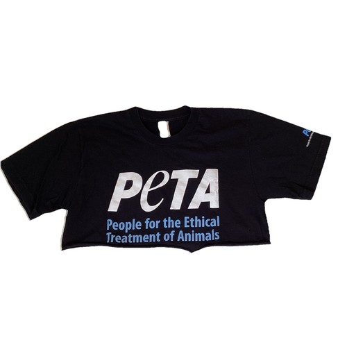 American Apparel PETA Women’s Cropped Top T-Shirt Black Size Medium ...