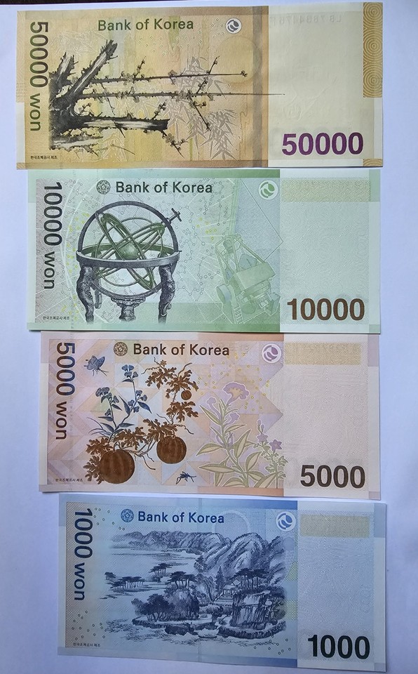 South Korea Set 1000 5000 10000 50000 Won P 54 55 56 57 UNC NEW ...