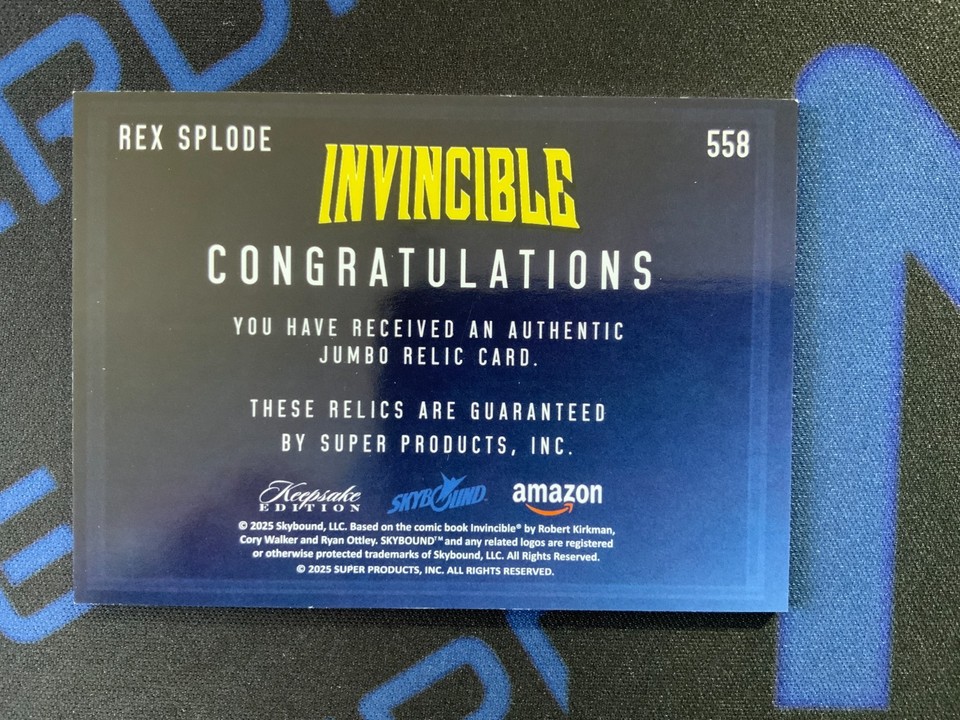 2025 Keepsake Invincible Season 1 Rex Splode #558 Jumbo Relic | eBay