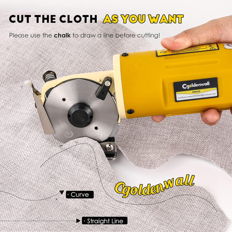 Electric Rotary Fabric Cutter, Multi-Layer, 1"Cutting Thickness, for ...