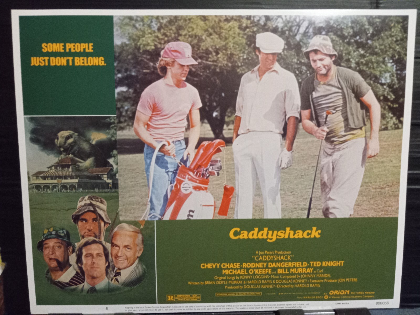 Lobby Card 1980 CADDYSHACK Chevy Chase Bill Murray being weird with ...