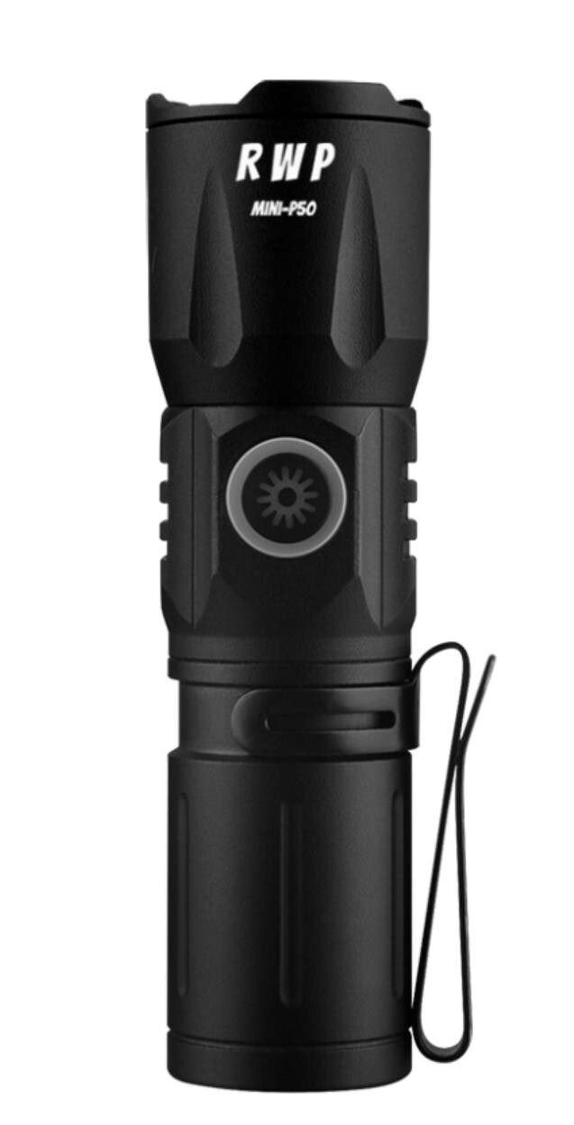 RWP MINI-P50 Tactical EDC Flashlight USB-C Rechargeable Zoom Dual Clip ...