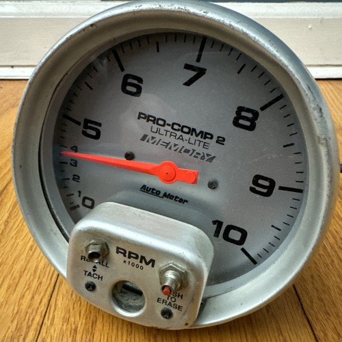 Auto Meter Pro Comp 2 Ulta Lite Memory Tachometer 10,000 RPM Tach READ ...