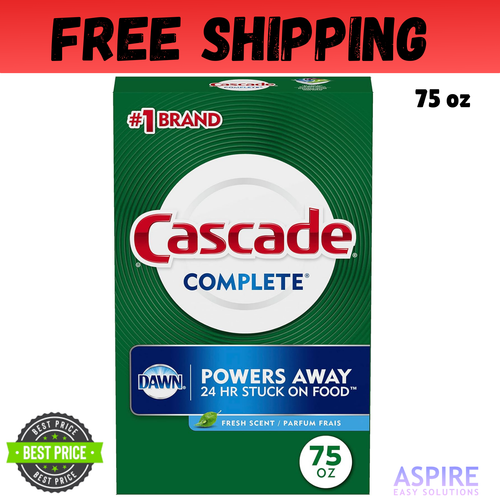 Cascade Complete Powder Dishwasher Detergent, Fresh Scent, 75 oz, White ...