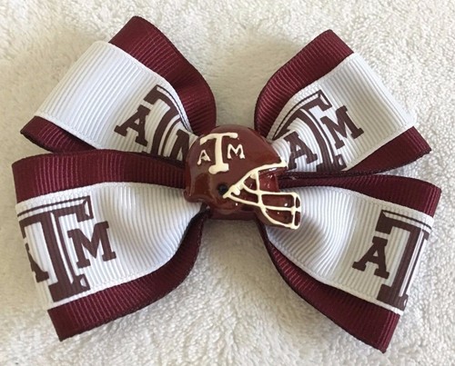 Girls Hair Bow 4" Wide Texas A&M Aggies Burgundy Ribbon French Barrette ...