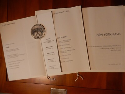 MENU VOYAGE PDT CHIRAC AUX ETATS UNIS 20.23 JUIN 1997 NEWYORK/PARIS | eBay