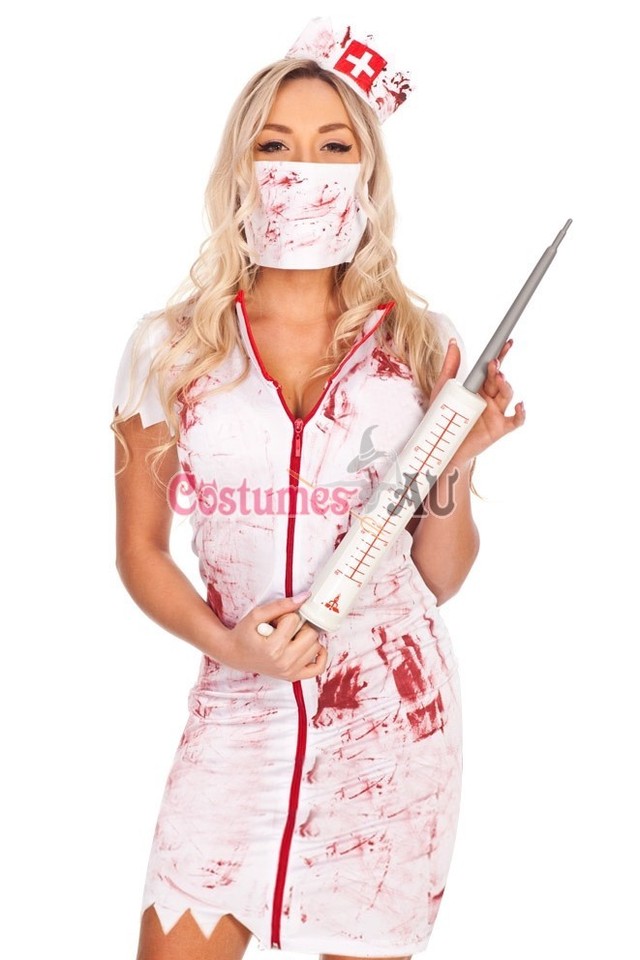 Ladies Halloween Zombie Bloody Nurse Costume Fancy Dress Party Outfits ...