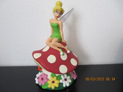 Disney 9" Tinkerbell Money Coin Piggy Bank Red Mushroom Toadstool w ...