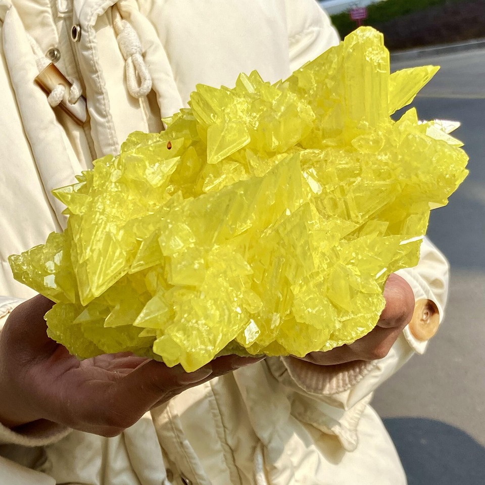 3.92LB Rare yellow sulfur crystal quartz crystal mineral specimen | eBay