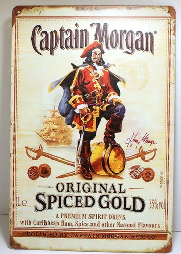 New Captain Morgan Rum Tin Metal Sign 8x12 Inches Man Cave Bar Den ...