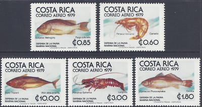 COSTA RICA SHRIMP, SNAPPER, CORVINA, TUNA, CRAYFISH, Sc C742-6 MNH 1979 ...