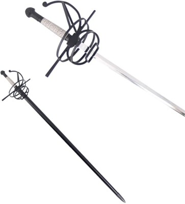 Black Wire Wrapped Handle Rapier Spiral Sword with Matching Scabbard | eBay
