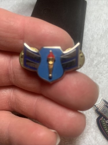 Vintage EPG US NAVY Blue Military Crest Golden Torch Dual Back Pin RARE ...