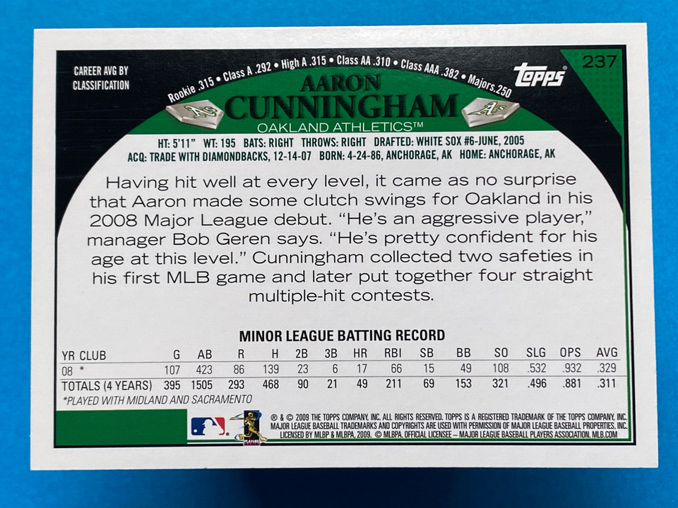 2009 Topps Aaron Cunningham #237 Oakland Athletics | eBay