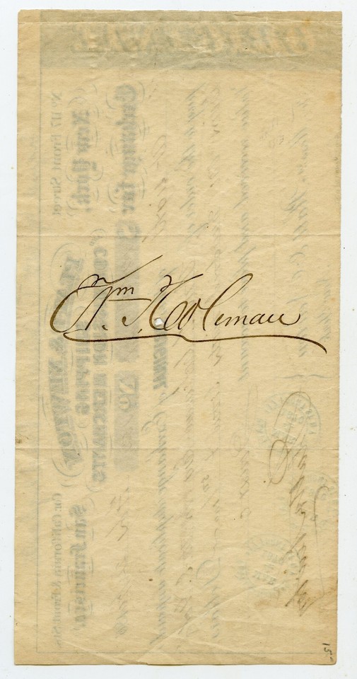 Interesting 1870 John T. Coleman Signed Original Draft Founder S.F ...