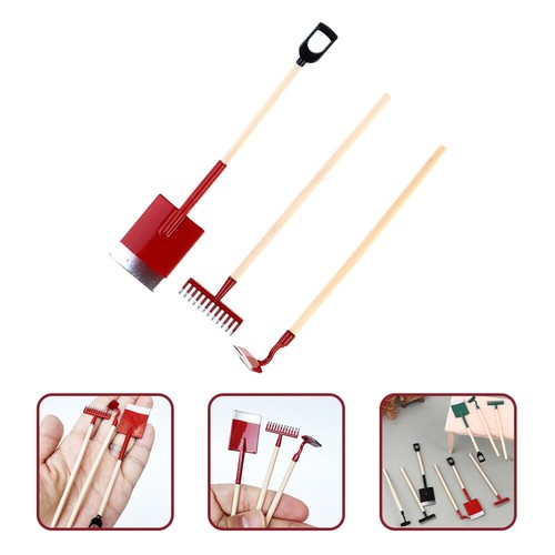 3 Pcs Dollhouse Accessories Child Miniature Tool Set Garden Rake Tiny ...