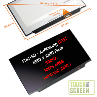 17,3" LED Display matt passend für Alienware m17 R3 P45E 300Hz 100% ...