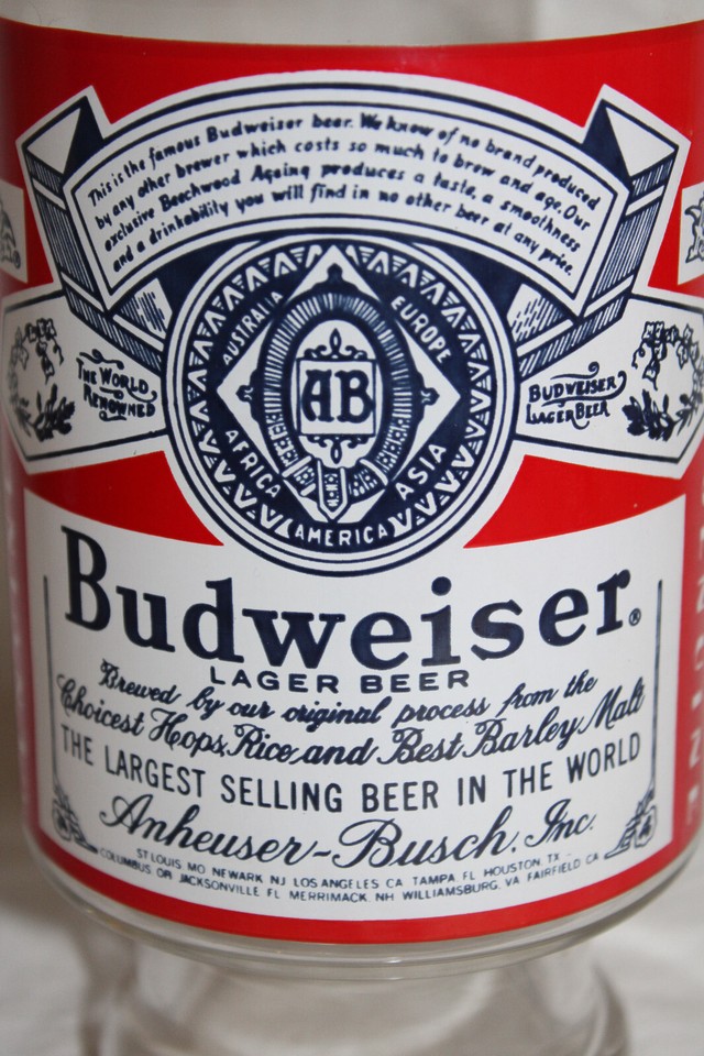 Budweiser Lager Beer Glass Large 32 Oz Gift Idea Man Cave Bar Anheuser ...
