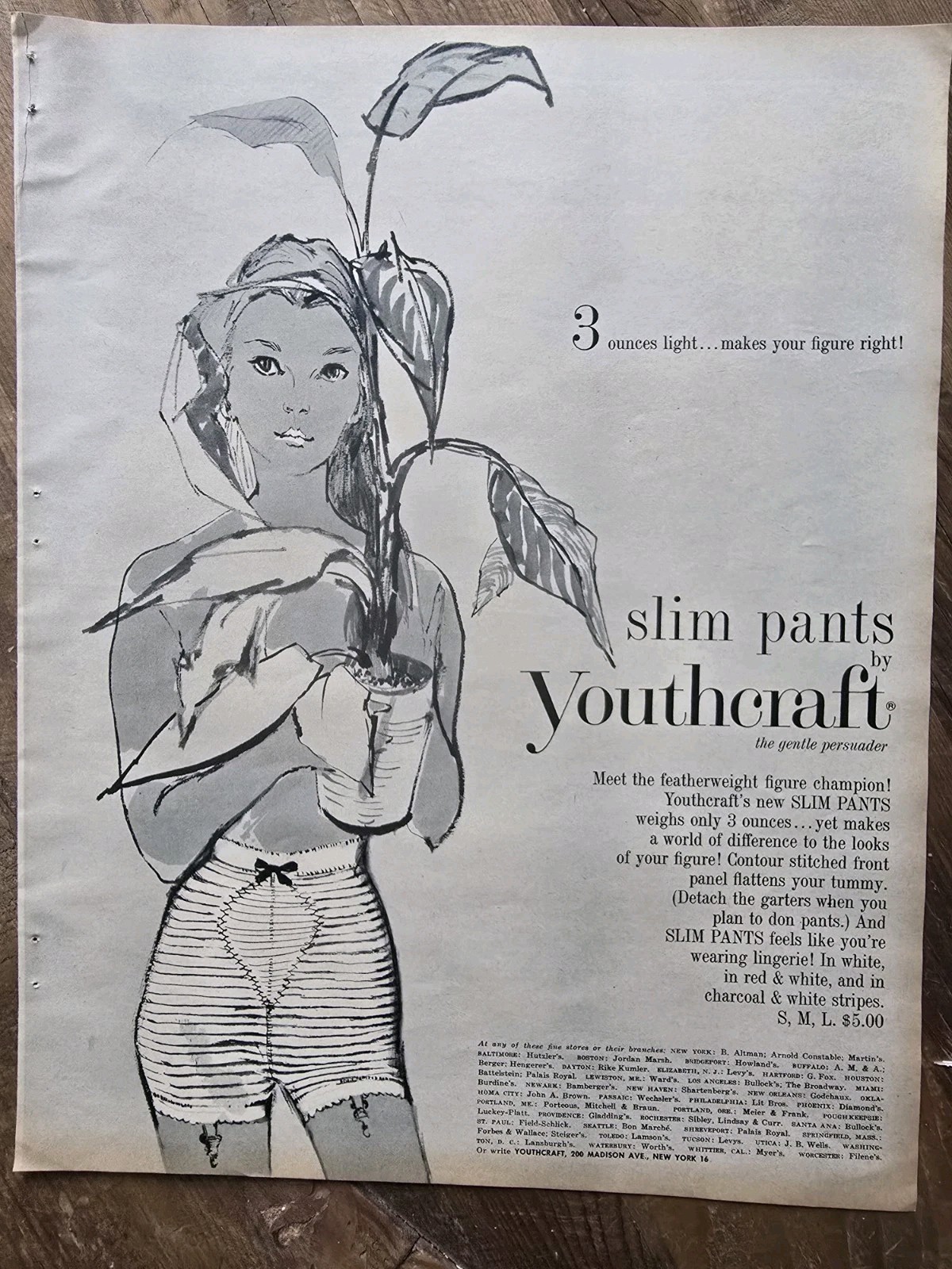 1965 Women's Youthcraft Slim Pants Pantie Girdle Vintage fashion art Ad ...