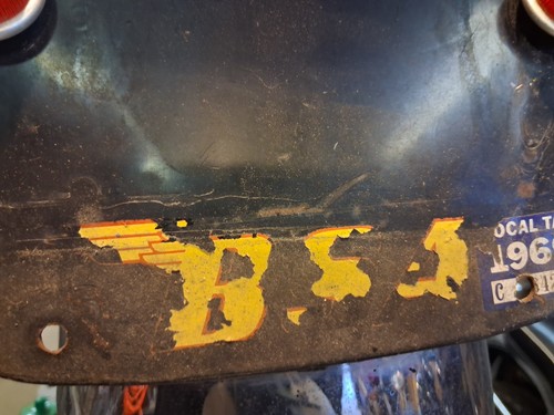 BSA 4.25 x 1.375" yellow with red edge Super Rocket rear number plate ...