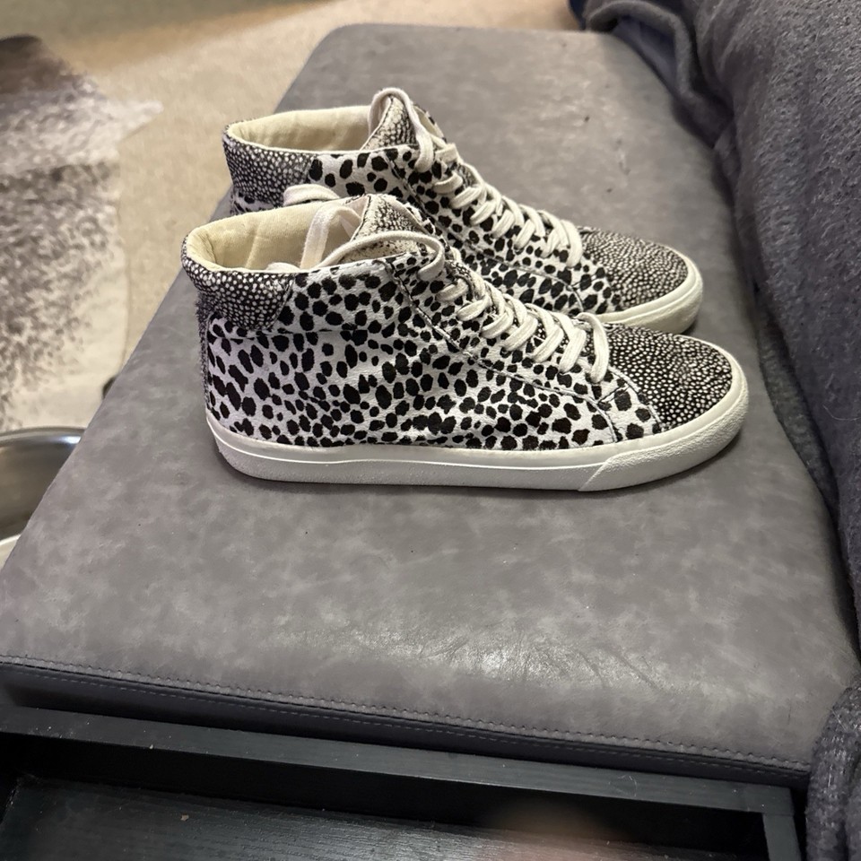 Madewell Sidewalk Womens Size 8 M High Top Spotted Calf Hair Sneakers ...