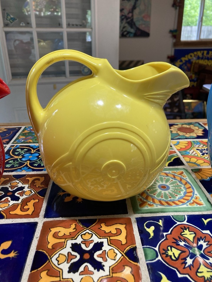 Vintage 1940s Art Deco Red Yellow & Blue Plastic Water Pitchers Lot Of ...