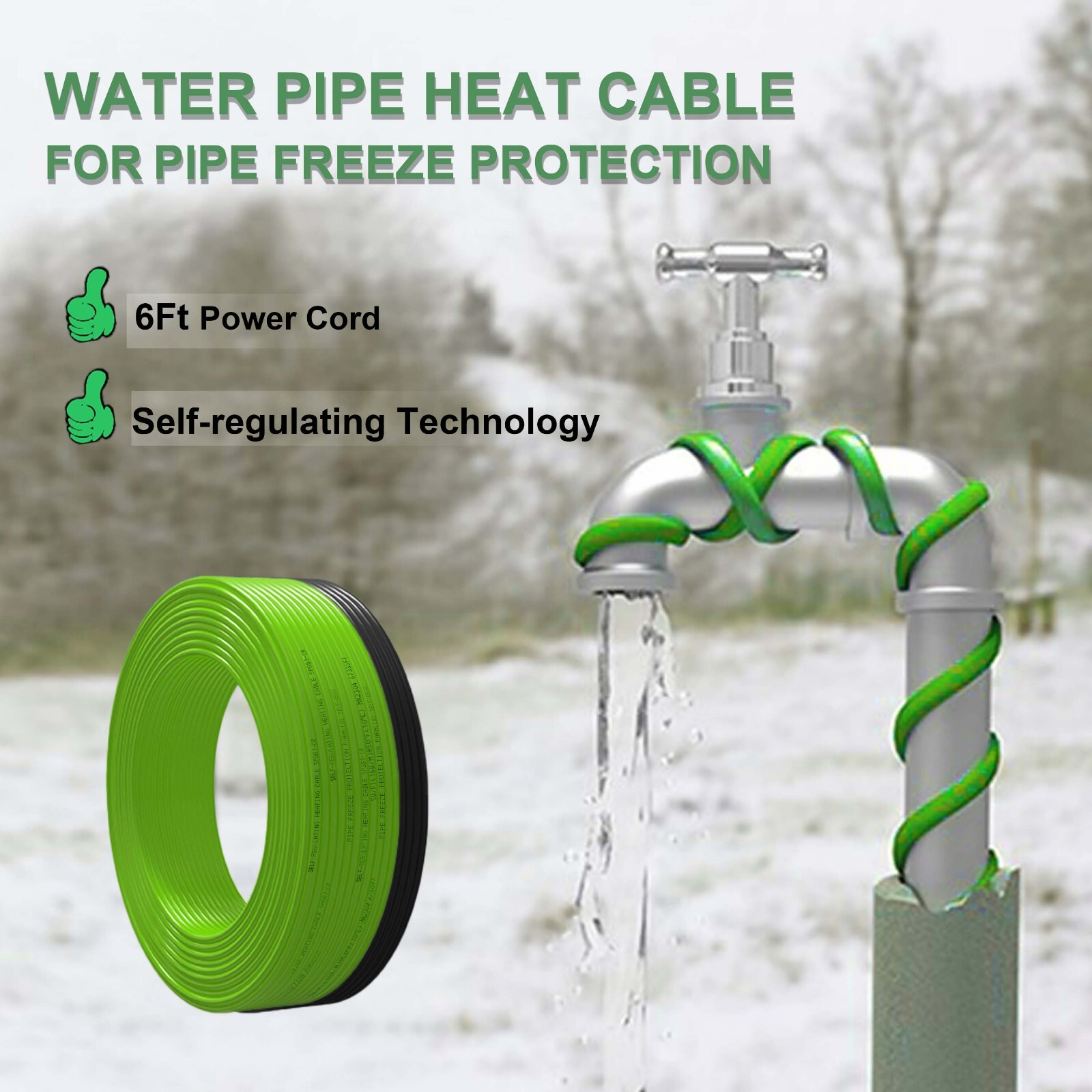 MAXKOSKO Self-Regulating Pipe Heat Tape for Pipe Freeze Protection ...