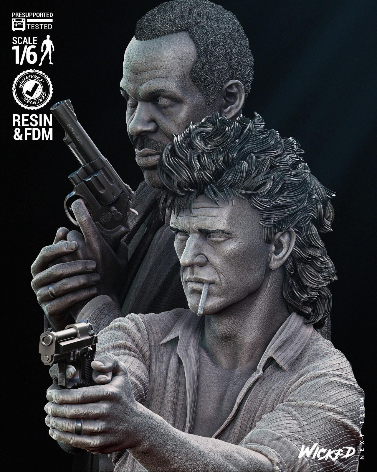 Riggs & Roger Leathal Weapon resin Sculpture Bust Model Kit Unpainted ...