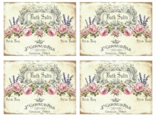 Vintage Image Antique Shabby Bath Salts Pink Roses Labels Transfers ...