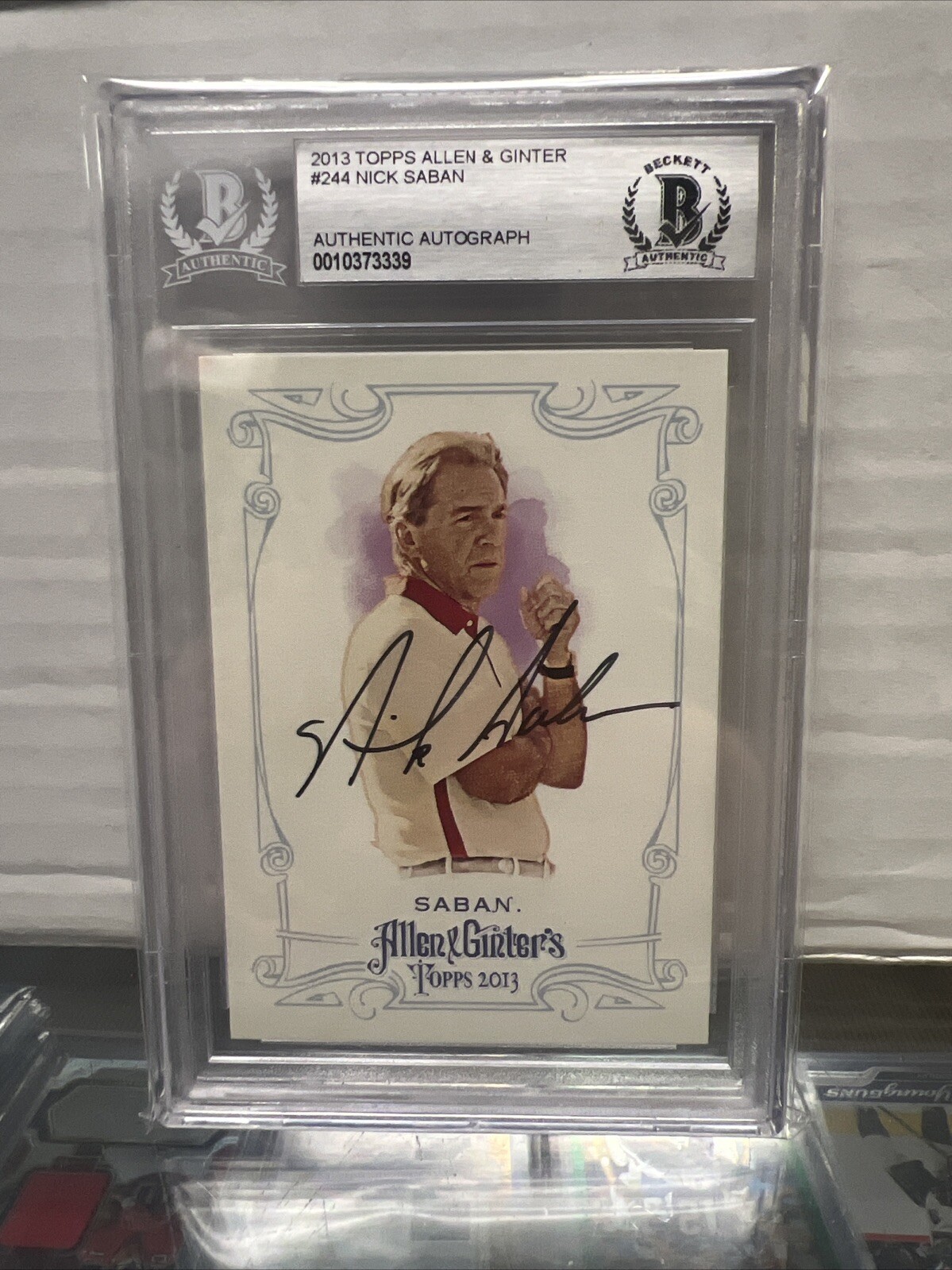 2013 Topps Allen & Ginter Nick Saban SIGNED #244 Card Alabama BAS Auto ...