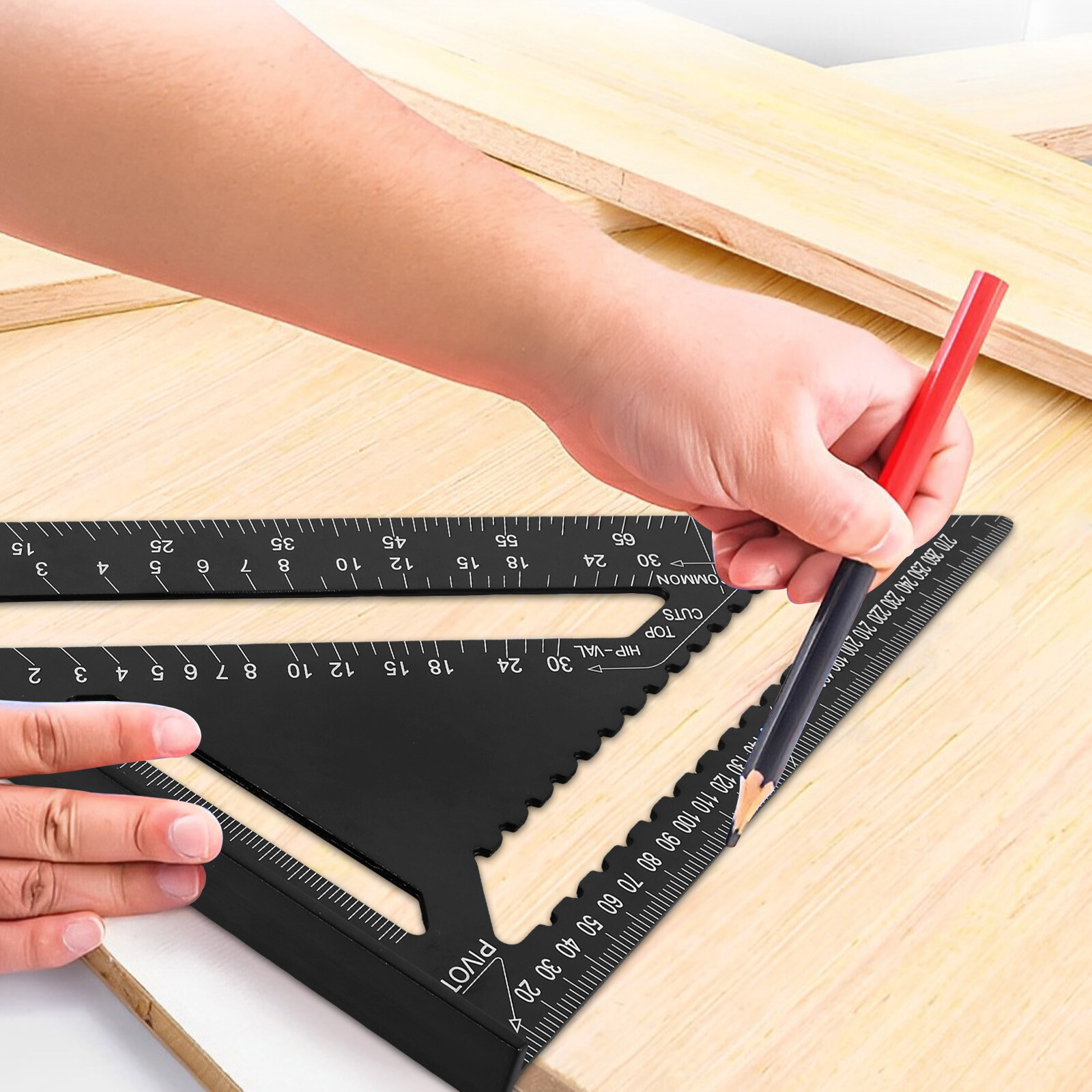 12" Triangle Ruler Aluminum Alloy Triangle Ruler Metric Speed Woodwork ...