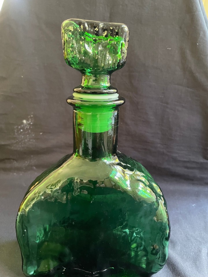 vintage Italian Empoli Green Ripple Bark Glass Genie Bottle Decanter | eBay