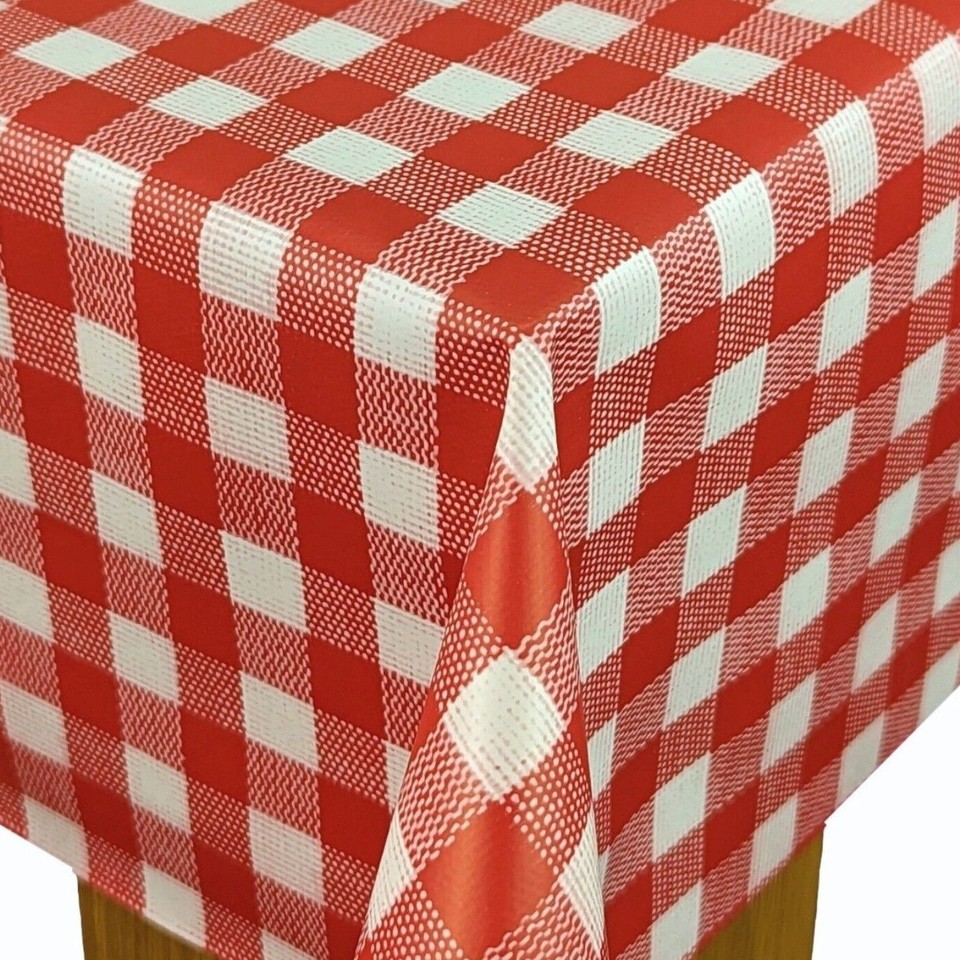 Gingham Check Tablecloth Wipe Clean PVC Vinyl Oilcloth Table Protector ...