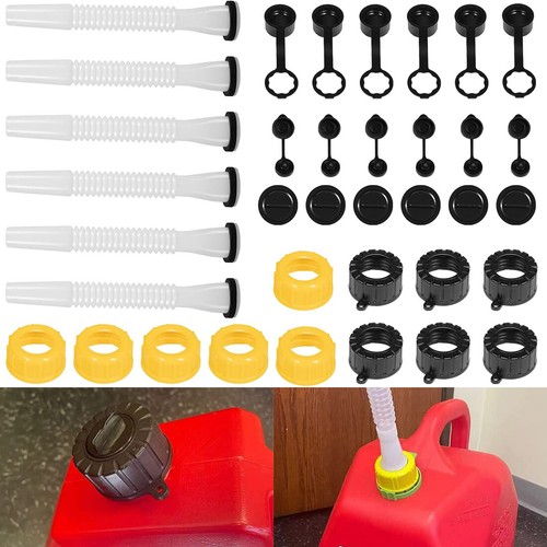 6 Set Fuel Gas Can Spout Cap Replacement Kit Gasket Stopper Cap Nozzle ...