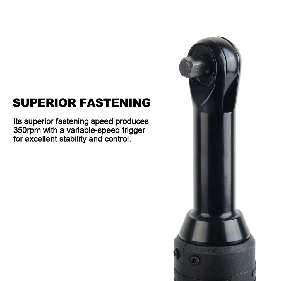 3/8" Electric Cordless Ratchet Right Angle Wrench Impact Power Tool + 2 ...