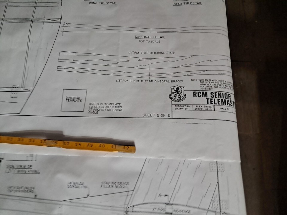 Model Airplane Large Printed Plan RC Scale Plane Drawing Rcm Srnior ...