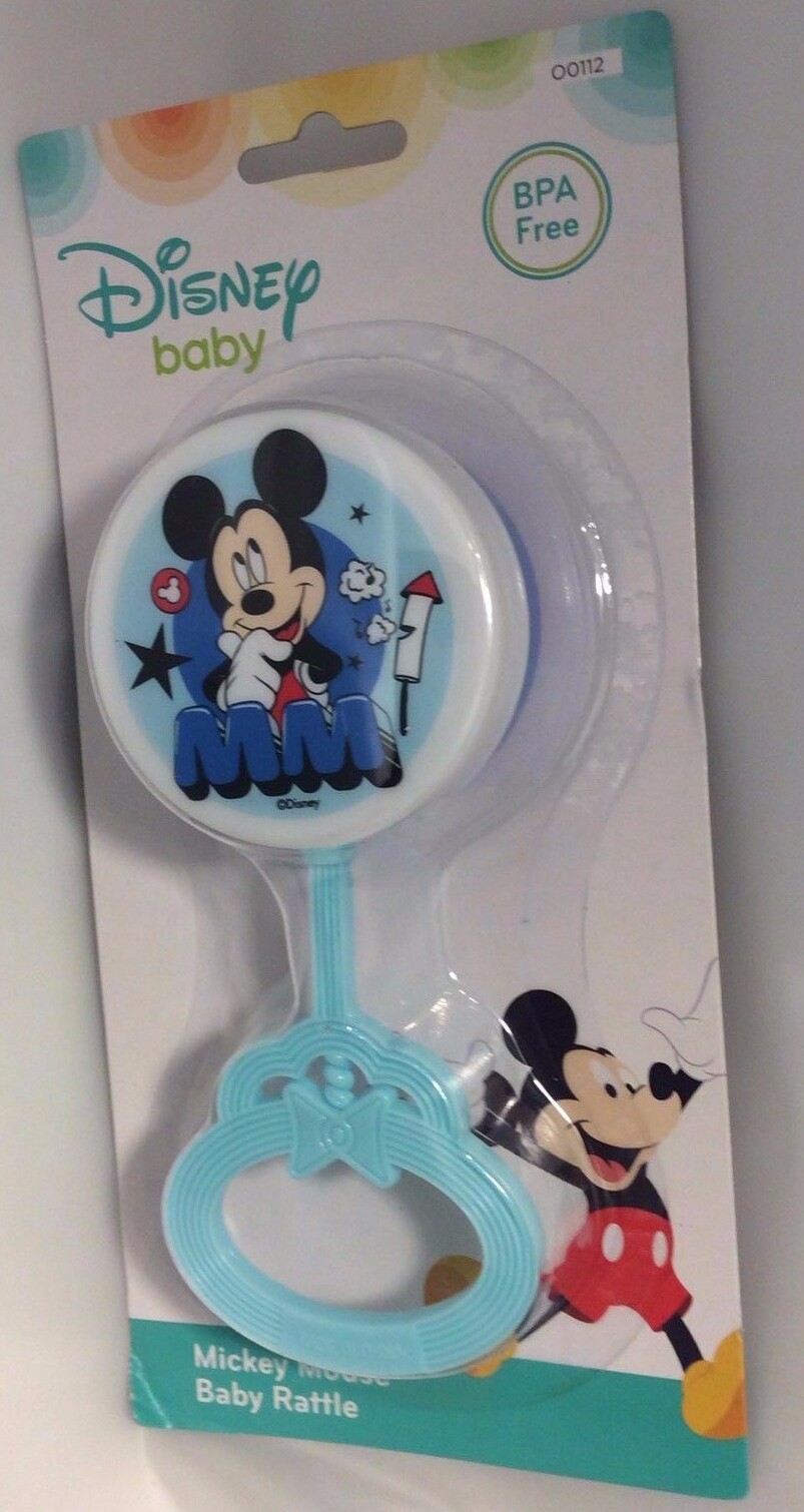 Disney Mickey Mouse Light Blue Baby Rattle BPA Free Whistle MM | eBay