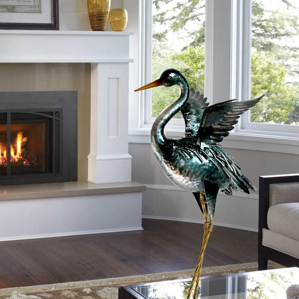 chisheen Crane Garden Statue Sculpture Metal Heron Outdoor Decor Yard ...